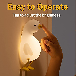 NICE POINT Night Light for Kids, Cute Squishy Lying Flat Duck Light, Kawaii Animals Silicone Lamp Up for Boys and Girls, LED Nightlight for Toddler Bedroom and Kid Room Decor.