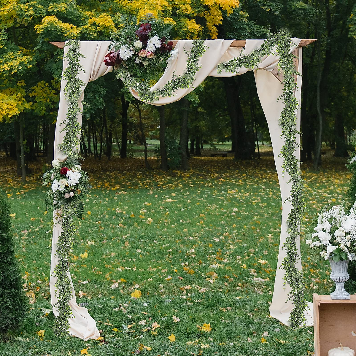 Whonline 3 Packs 17.1ft Artificial Eucalyptus Garlands Greenery Garlands Bulk Fake Vines Faux Hanging Plants for Wedding Table Backdrop Arch Wall Party Home Decor