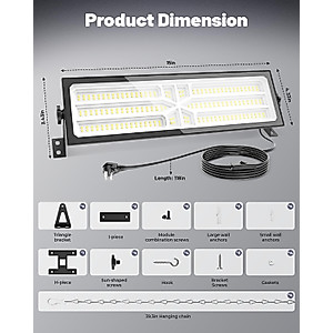 AGranTOP 2 Pack Linkable LED Shop Light - 100W 15000LM Aluminum Plug in Garage Light w/ 9.84ft Power Cord and On/Off Switch, 6500K Shop Lights for Garage, Workshop, Warehouse