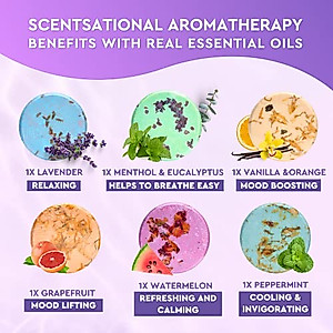 Cleverfy Shower Steamers Aromatherapy - Variety Pack of 6 Shower Bombs with Essential Oils. Self Care and Relaxation Birthday Gifts for Women and Men. Purple Set