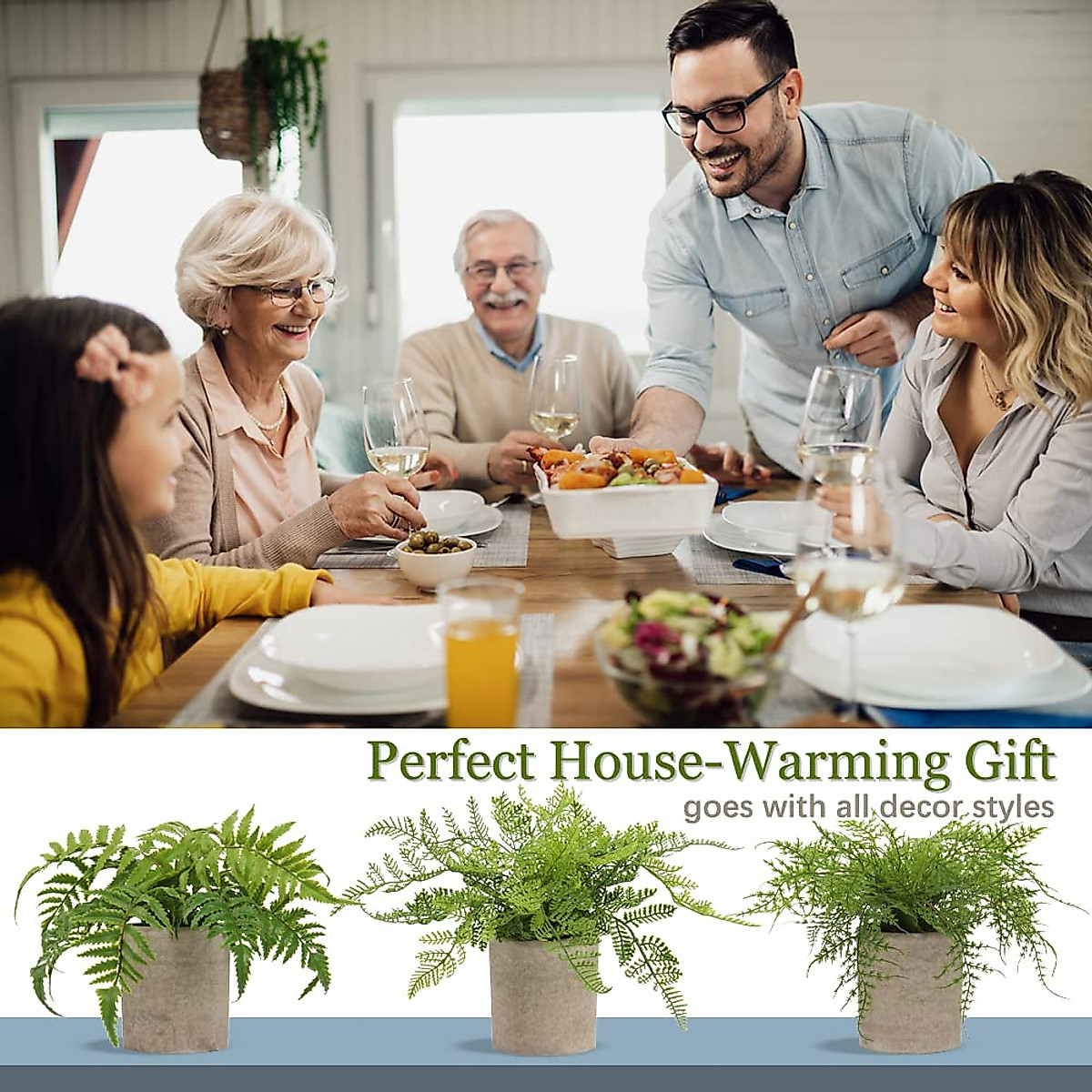 Small Fake Plant Potted Plants Artificial Decor Silk Ferns Plant Faux Plants in Pots for Home Living Room Bedroom Desk Bathroom Window Shelf Farmhouse Decoration