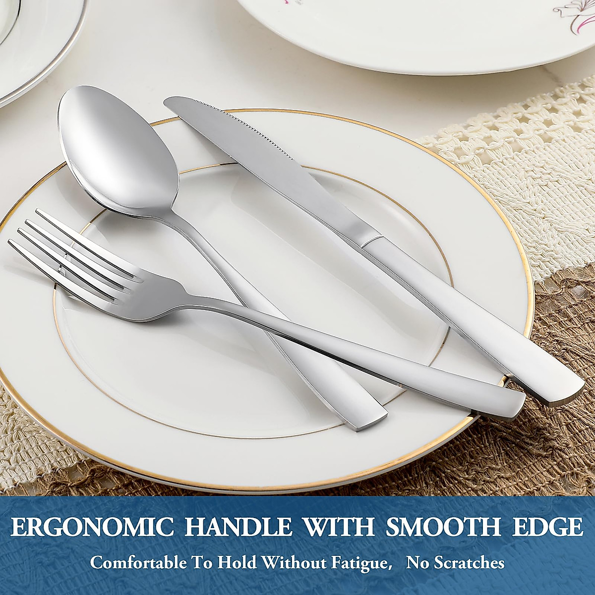 16 Piece Dinner Forks Set,Top Food Grade Extra-Fine Stainless Steel Forks with Squared Handle,Forks Silverware,Metal Forks for Home Kitchen Restaurant Hotel,8 Inches,Mirror Finish & Dishwasher Safe