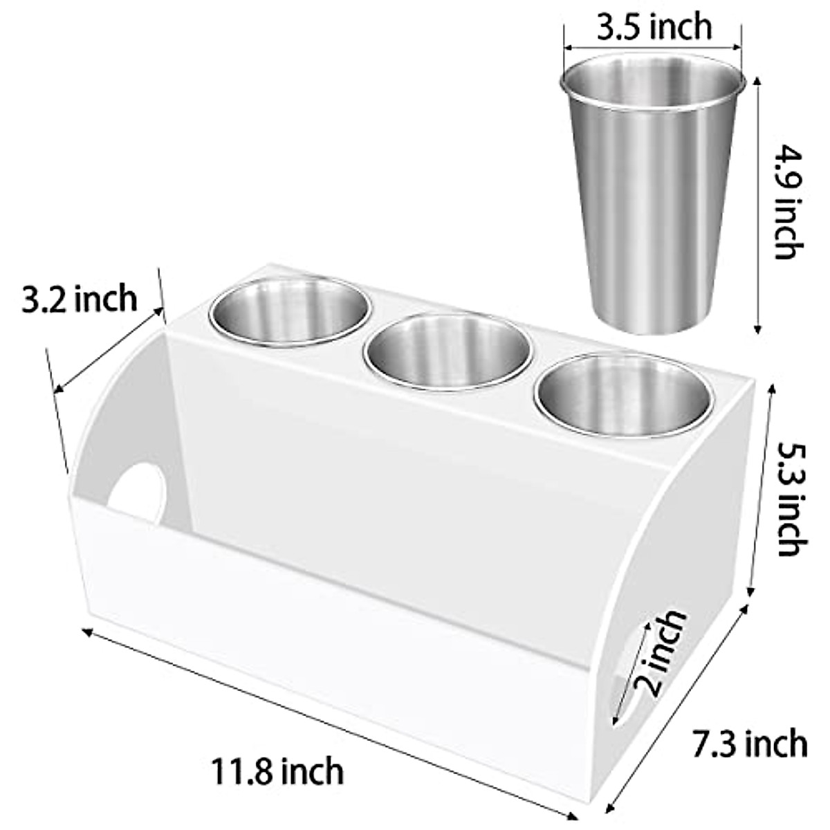 saqqob Hair Tools Organizer,Acrylic Blow Dryer Holder,Hair Dryer Holder For Countertop,Stand Storage and Vanity Bathroom with 3 Heatproof Steel Cups,White