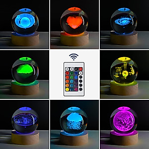 JANARARY 3D Galaxy Crystal Ball Night Light for Kids with Colorful LED Light Base, Color Changing Light with Remote as a Birthday Gift for Teens Boys and Girls, Rainy Cloud Model
