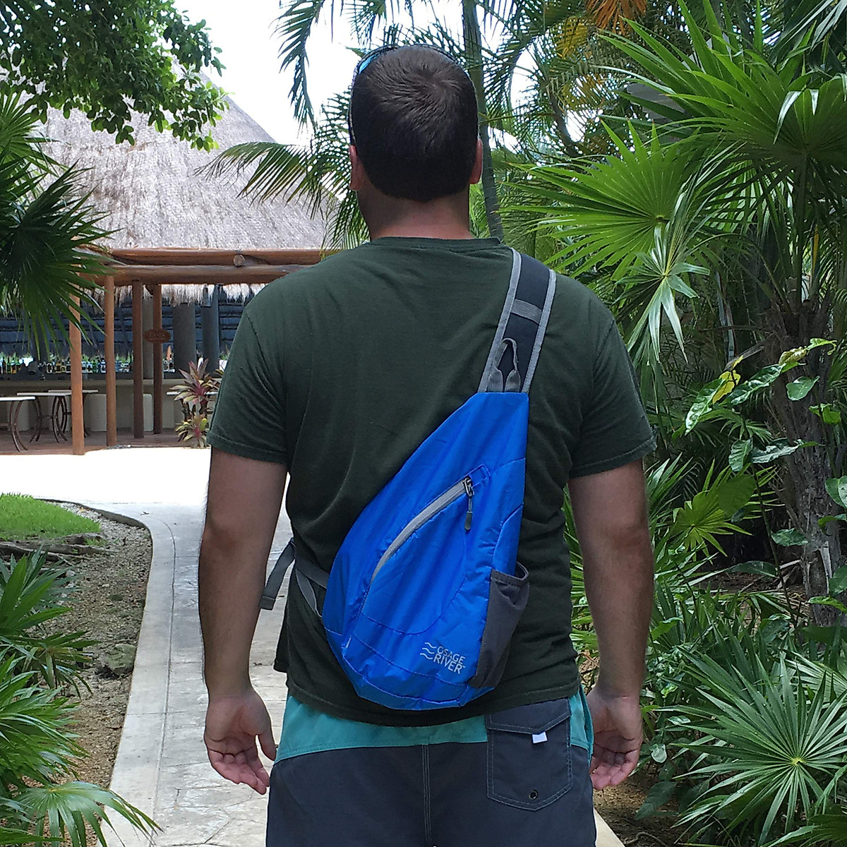 OSAGE RIVER Taber Sling Travel Bag, Foldable Crossbody, Black