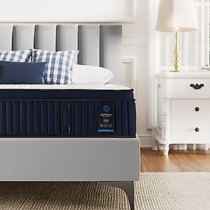 Suiforlun 14" Hybrid Mattress Queen with Ice Silk Cover, 7-Zone Pocketed Coils and Gel Memory Foam for Instant Cooling Comfort and Support, Euro Top Medium Firm Mattress in A Box, 120 Nights Trial