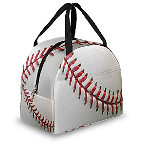 Insulated Lunch Bag for Women Men, 3D Baseball Stitch Tote Lunch Box for Adult Portable Reusable Cooler Meal Prep Organizer for Work Picnic Office Travel Beach