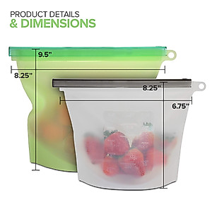 Reusable Ziploc Bags Silicone Food Storage Lunch Sandwich Snack Freezer Set 4 Leak Proof Exultimate