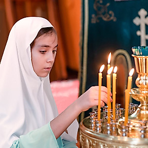 Hicarer Child Mary Costume Kids Biblical Costumes for Kids Girls Virgin Mary Costume with White Headpiece Belt Blue Robe Christian