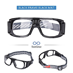 SooGree Sports Glasses for Men Womens,Protective Eyewear Sunglasses Polarized Sports Cycling Glasse(Black frame black pad),Anti Fog Shock Absorption with Adjustable Strap