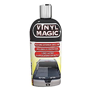 Vinyl Magic: Plastic and Trim Restorer, Dye-Free Formula Shines and Darkens Worn Out Plastic, Vinyl and Rubber Surfaces, Protects Cars from Rain, Salt and Dirt, Prevents Fading and Cracking