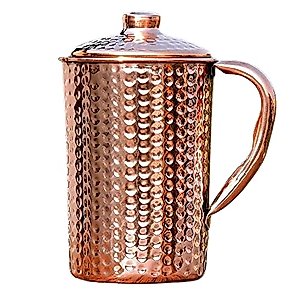 AncientImpex Pure Copper (99.74%) Hammered Water Jug | Copper Pitcher for Ayurveda Health Benefits (50.7 US Fluid Ounce)