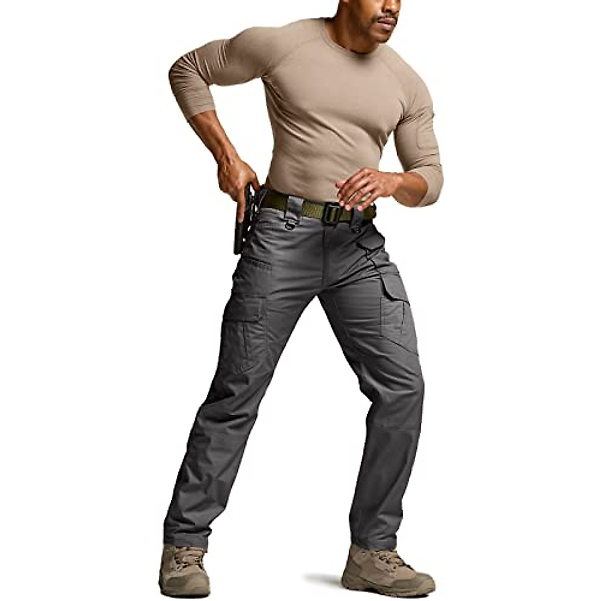 CQR Men's Tactical Pants, Water Resistant Ripstop Cargo Pants, Lightweight EDC Work Hiking Pants, Outdoor Apparel, Duratex Mag Pocket Charcoal, 32W x 30L