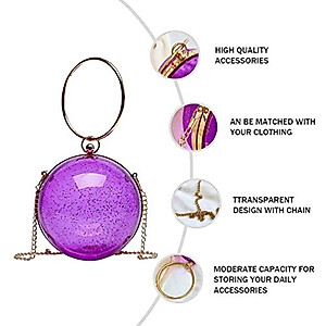 VALICLUD Evening Ball Bag Ring Handle Purse Clutch Clear Acrylic Box Shoulder Bags Handbag For Party Prom Concerts Purple