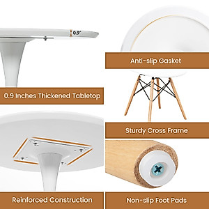 Giantex 3-Piece Dining Table Set for 2 - Kitchen Table Chairs Set with 32” Round Table, Dining Chairs, Dinette Table Set for Small Spaces, Breakfast Nook Table Set, Dining Room Table Set (White)