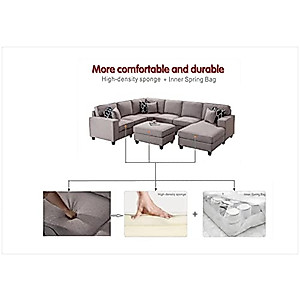 Legend Vansen 137'' Flexble Combination Reversible Moddule Upholstery Sofa Couch Sectional, Dark Grey