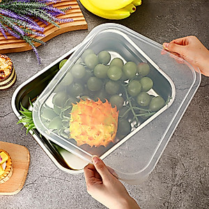 Suttmin 8 Pcs Stainless Steel Food Storage Containers with Lids Hotel Pans Chicken Food Grade Pans Metal Meal Food Containers for Restaurant Stackable Kitchen Freezer Buffet(2.6 Inch Deep)