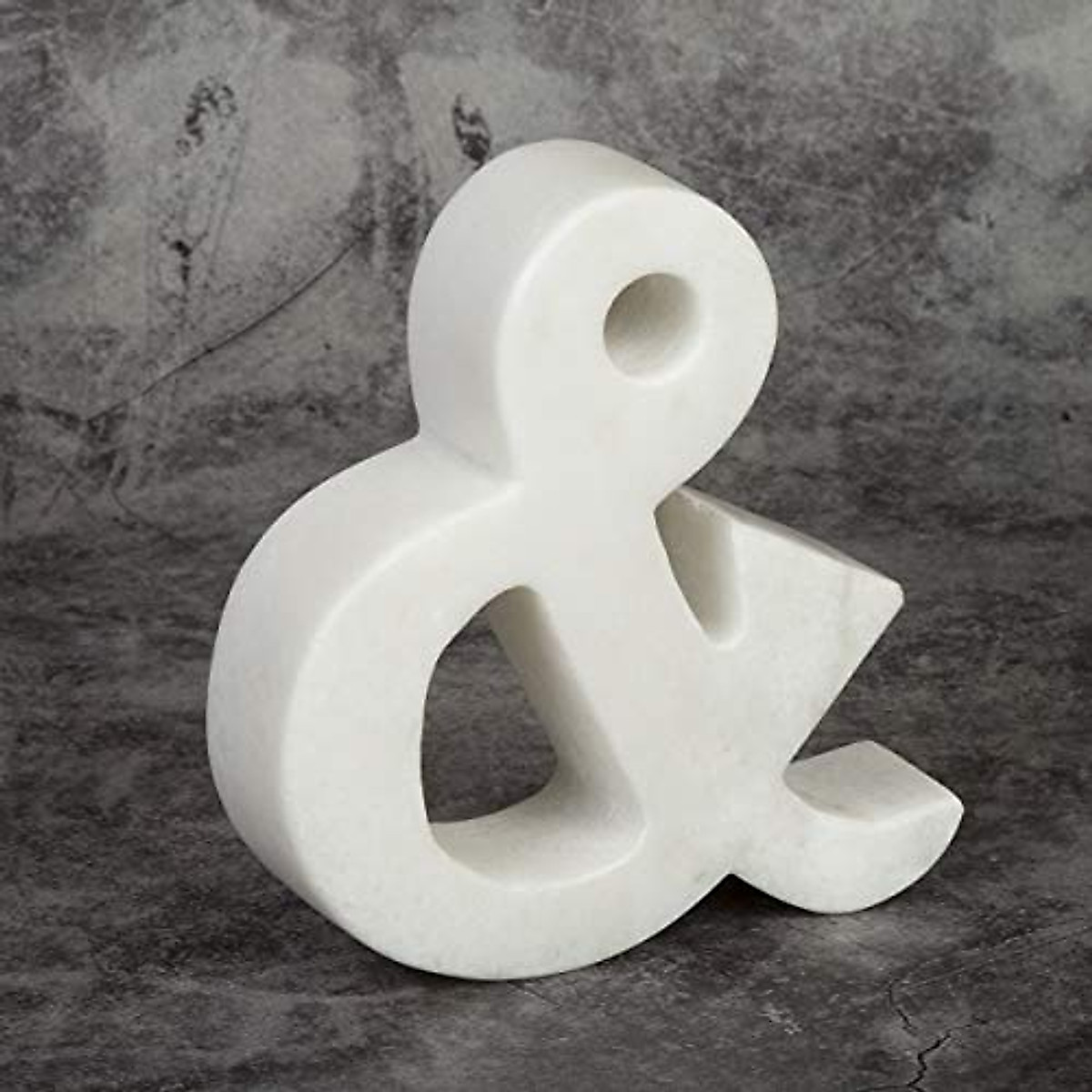 Creative Home 74864 Natural Marble Stone Letter Ampersand, Bookends, Paper Weight, 5.5" W x 5-7/8" H, 1-1/2" D, Off-White (patterns may very)