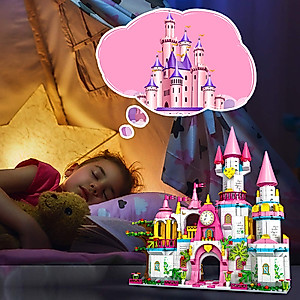 HOGOKIDS Girls Castle Princess Building Toys - Girl Dream House 5-in-1 Pink Castle & Carriage Playsets STEM Building Blocks Set Fantasy Gifts for Kids Age 6 7 8 9 10 11 12 Years Old (998 PCS)