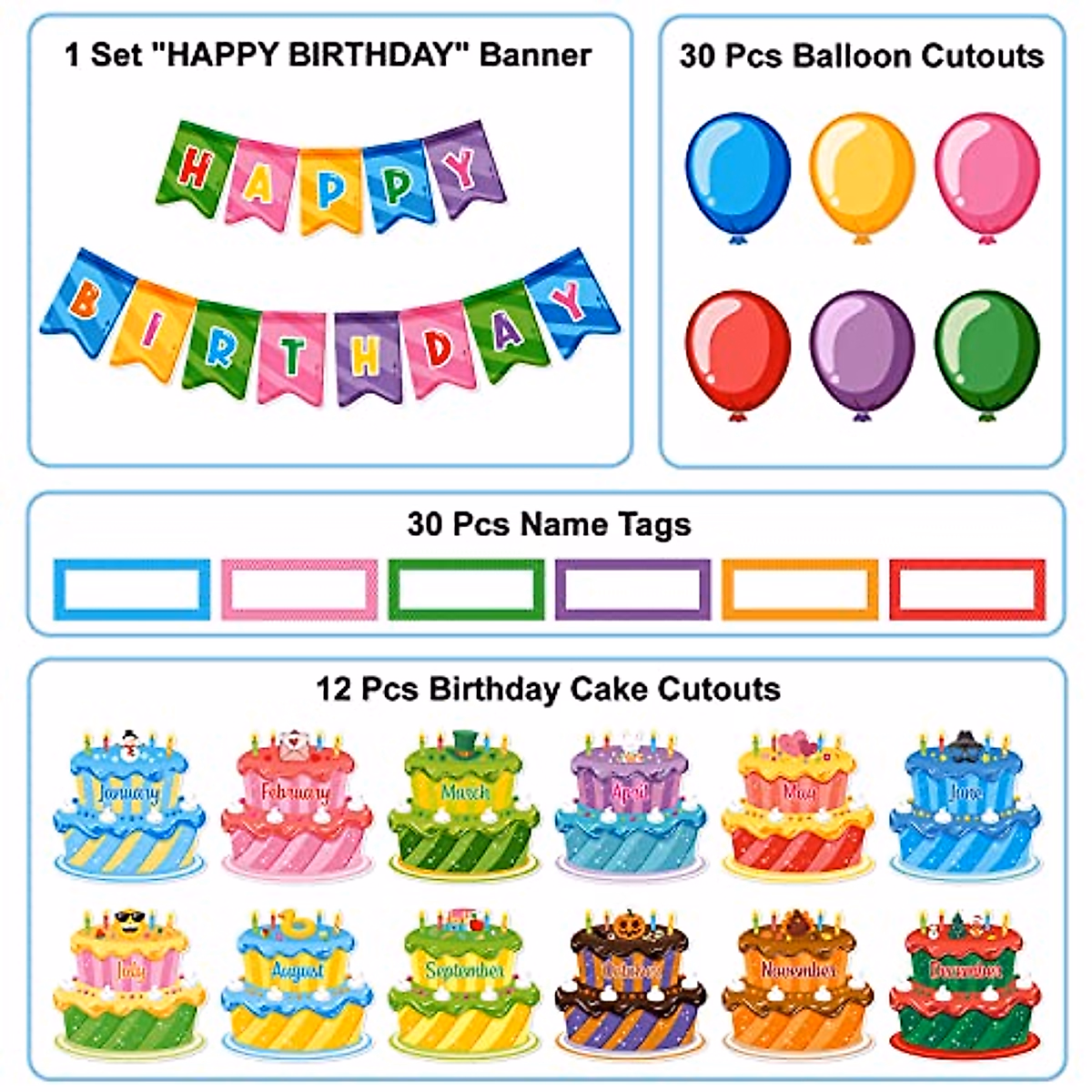 74-Pc Happy Birthday Classroom Bulletin Board Set