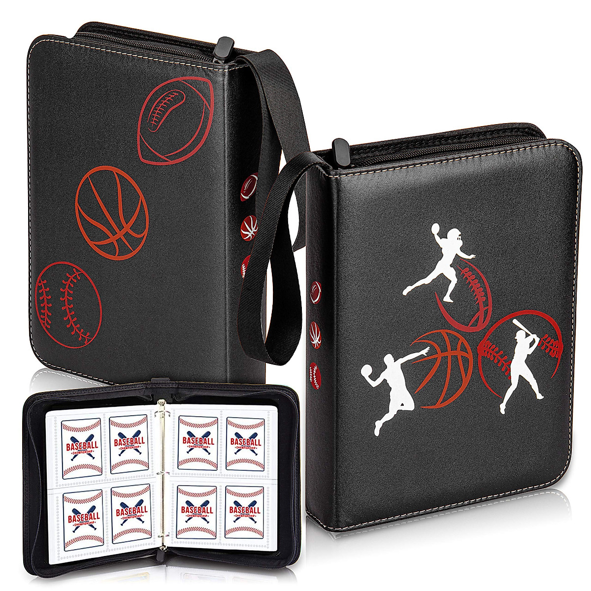 CLOVERCAT 4 Pocket Sports Card Binder Parent (4 Pocket, 400 Cards, Multi Sports, Brown)