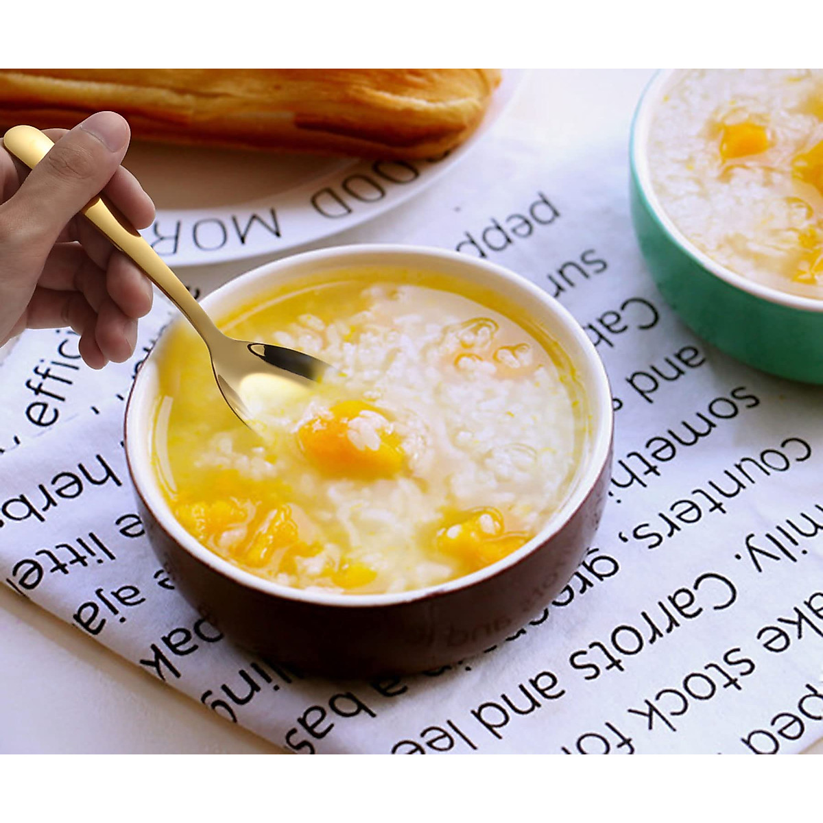 Soup Spoons Stainless Steel, Heavy-Weight Soup Spoons Set of 6, Chinese Soup Spoons Mirror Polished Ramen Spoons