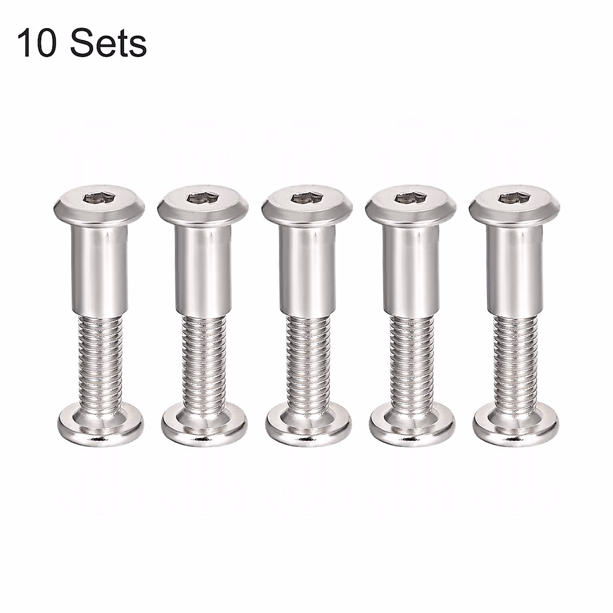 uxcell Screw Post Fit for 3/8"(10mm) Hole Dia, Male M8x30mm Belt Buckle Binding Bolts Leather Fastener Carbon Steel 5 Sets