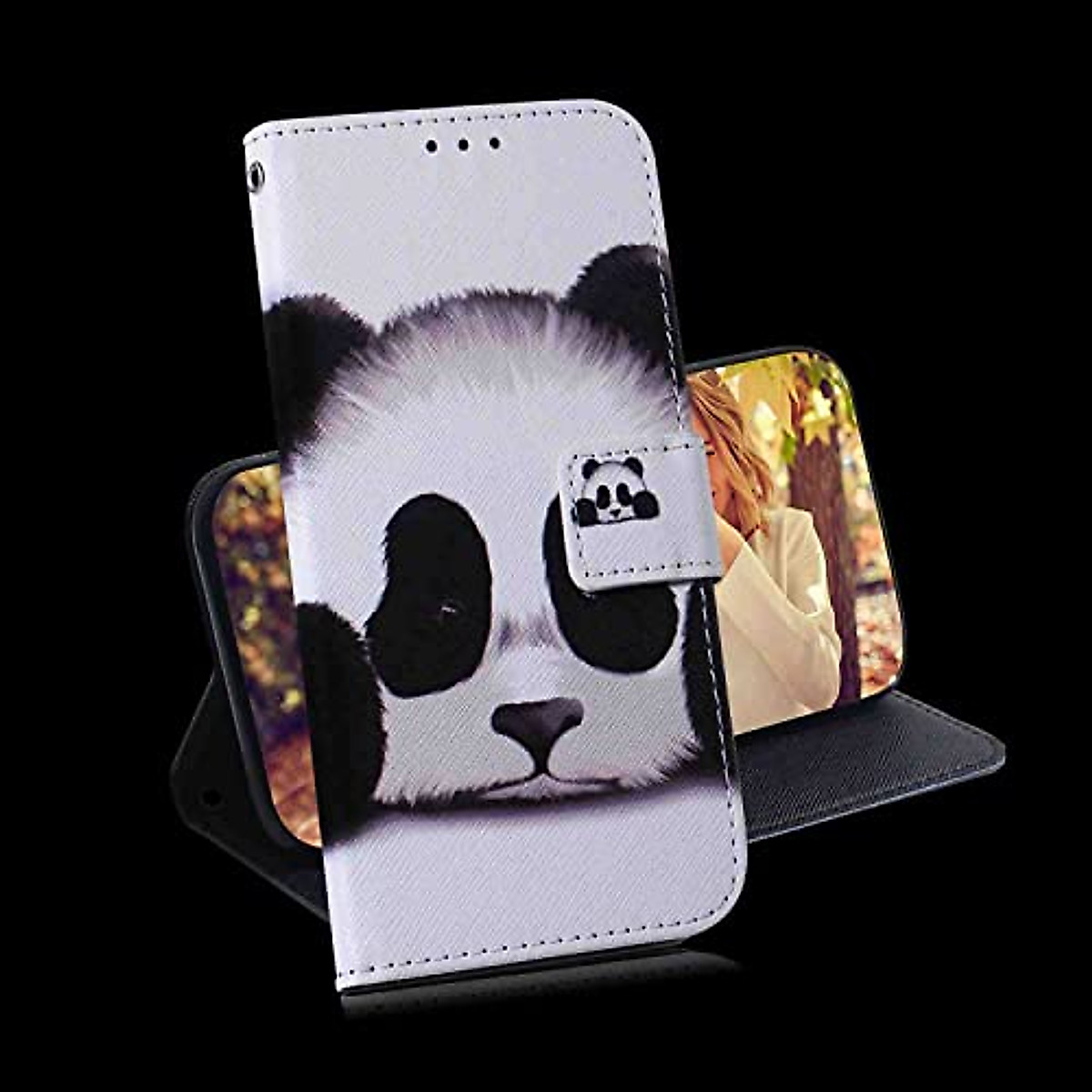 NATUMAX Phone Cover Wallet Folio Case for Oppo REALME 7 PRO, Premium PU Leather Slim Fit Cover for REALME 7 PRO, 2 Card Slots, Horizontal Viewing Stand, Fashion case, Panda