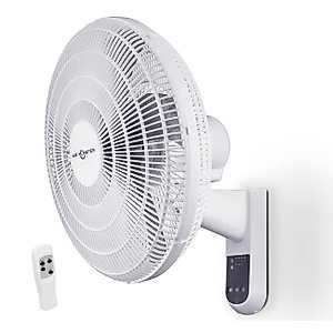 Air Monster 16 Inch Wall Mount Fan with Remote Control, Garage Fan, High Velocity Wall Fan, 70 Degree Oscillating Wall fan with Remote, 3 Speed, Adjustable Tilt, ETL, White
