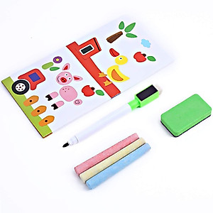 Wooden Toy Magnetic Board Puzzle Games , Double Side Jigsaw &Drawing Sketchpad Writing Dry Erase Board Chalkboard Educational Toys for Kids