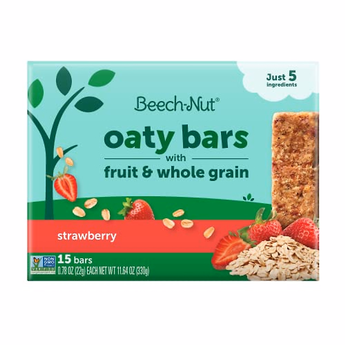 Beech-Nut Oaty Bars with Fruit & Whole Grain Strawberry Toddler Snack Bar, 15 Bars