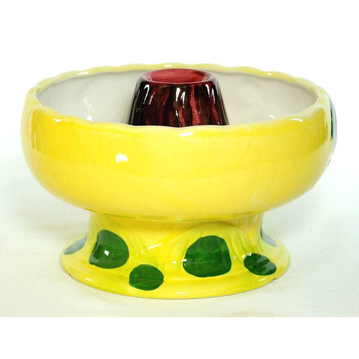 Myriahs 48 Ounce Ceramic Flaming Volcano Hula Girl Tiki Drink Bowl