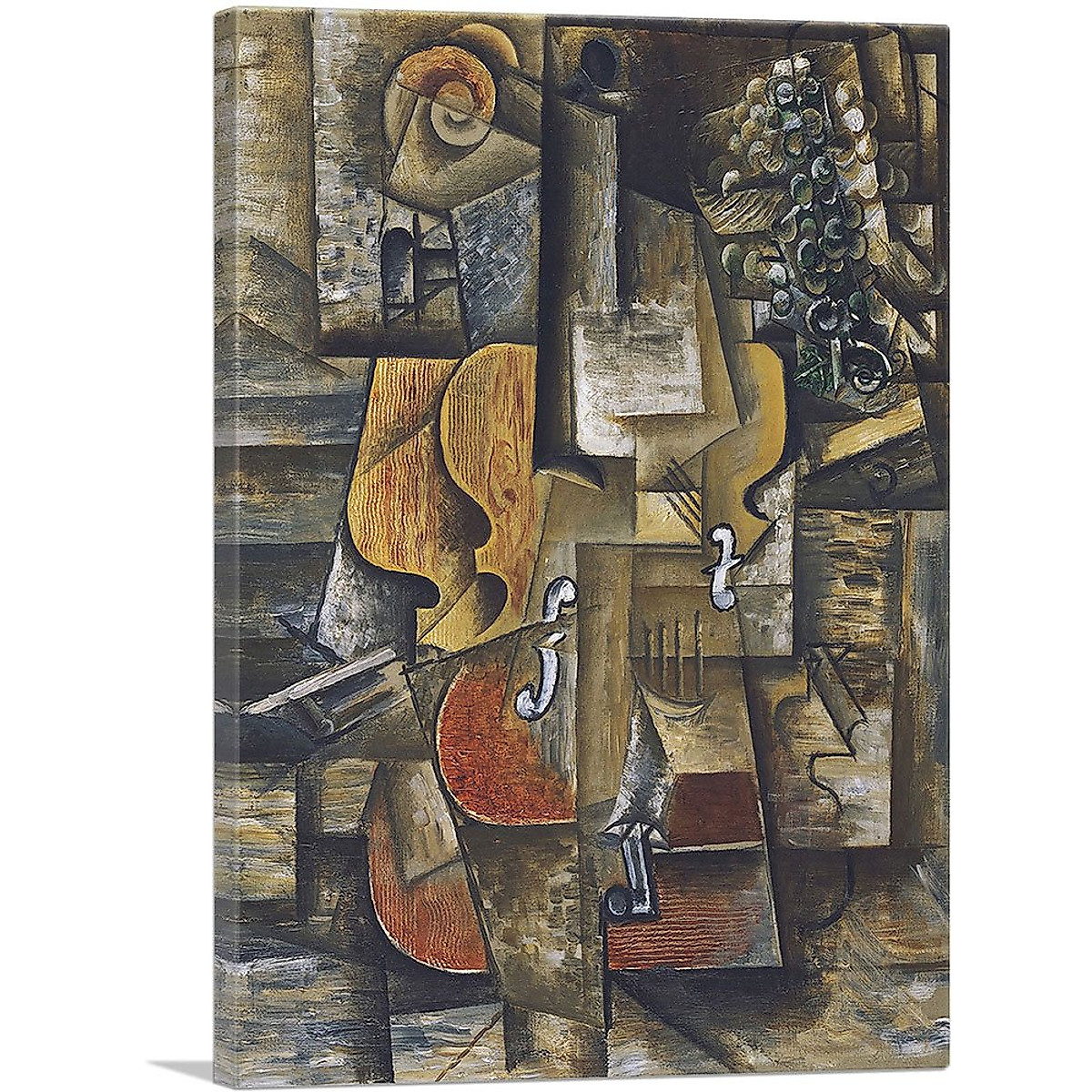 ARTCANVAS Violin and Grapes 1912 Canvas Art Print Stretched Framed Painting Picture Poster Giclee Wall Decor by Pablo Picasso - 40" x 26" (0.75" Deep)