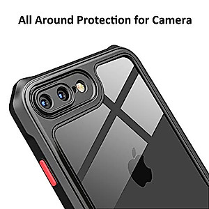 TENOC Phone Case Compatible for iPhone 7 Plus & iPhone 8 Plus Case, Clear Back Cover Bumper Cases for 7 Plus/ 8 Plus 5.5-Inch, Black