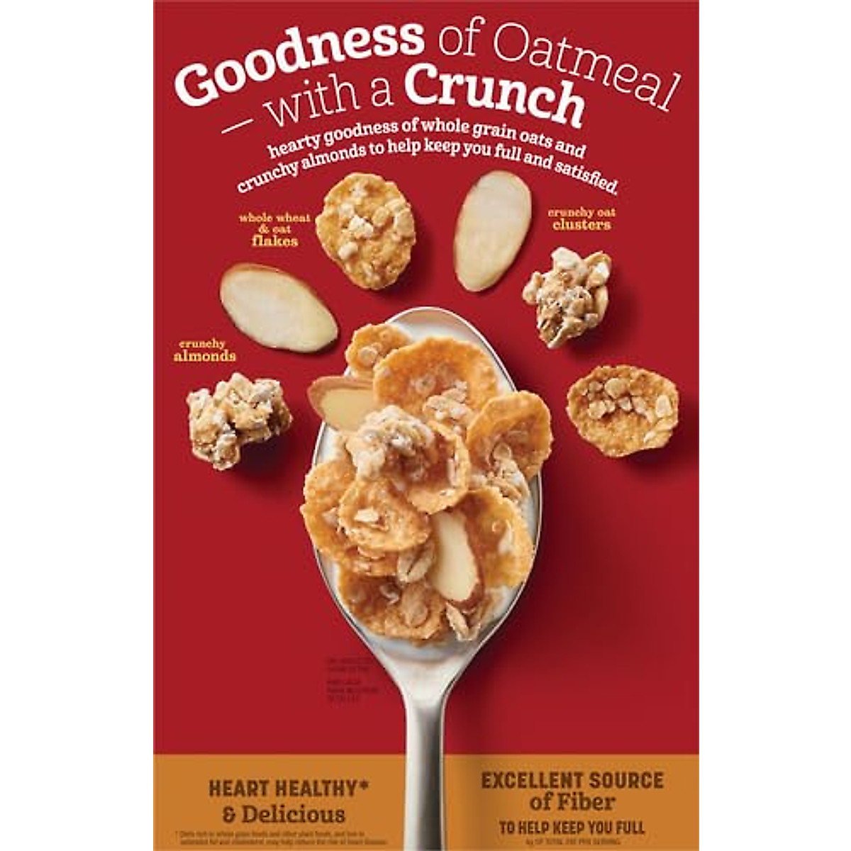Oatmeal Crisp Heart Healthy Cereal, High Fiber Cereal Made with Whole Grain, 19.7 oz
