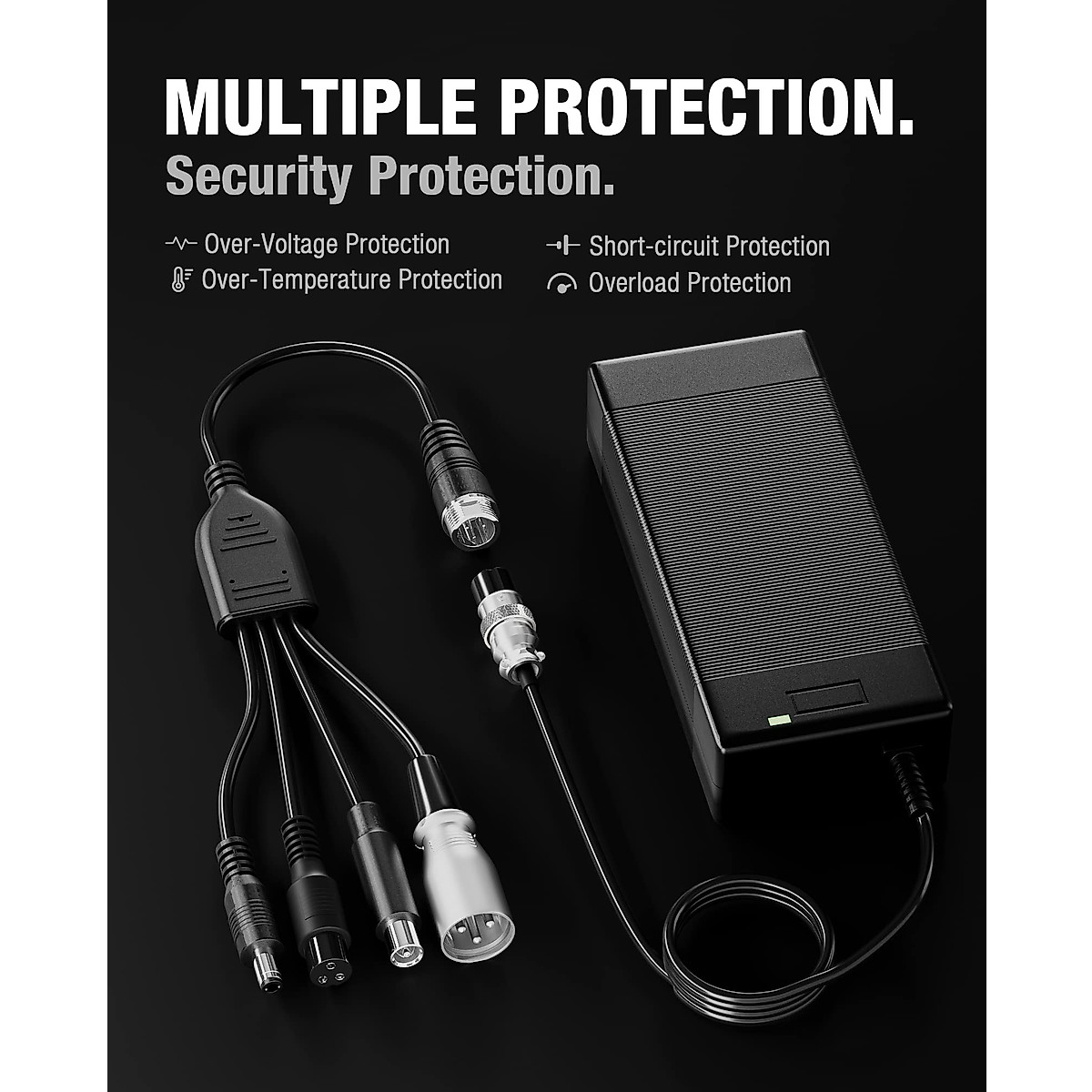 stio Universal Power Adapter Charger for Gotrax/Hiboy, 42V/36V 2A GX16 GX12 3Pins DC5.5-2.5/2.1 XLR 3Prong Connector Power Supply for 36V Lithium Battery UL Certified Charger