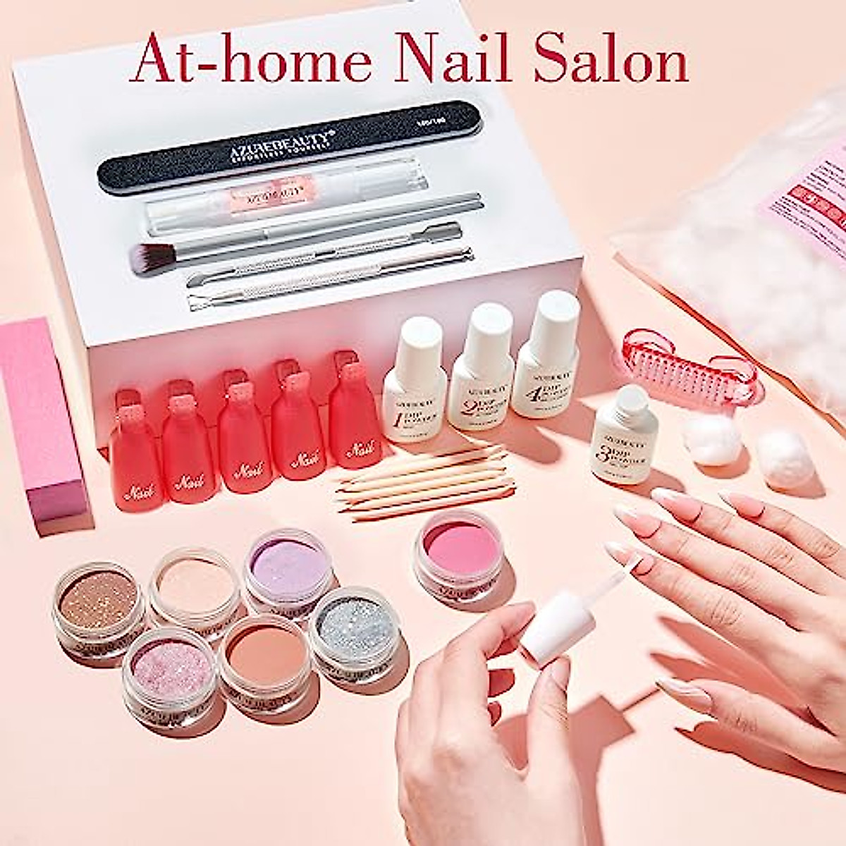 170Pcs Dip Nails Powder Starter Kit, AZUREBEAUTY 36 Colors Brown Purple Fall Dip Powder Nail Kit Starter with Essential Liquid and Removal Accessories Set for French Nail Art Manicure Salon DIY Home