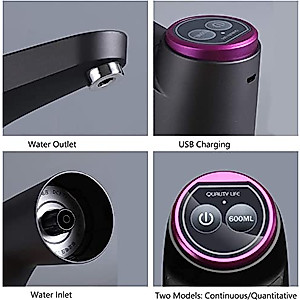 5 Gallon Water Dispenser with Double Button Pump, USB Charging & Large Capacity, Portable Drinking Pump for Universal Bottles (2-5 Gallon)