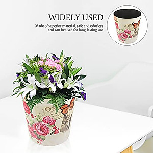 Zerodeko Small Trash Can, 10 L Leather Garbage Can Retro Round Waste Basket Decorative Storage Container Trash Bin Garbage Can Organizer Bucket for Bathroom, Bedroom, Kitchen, Office (2.6 Gallon, 1)