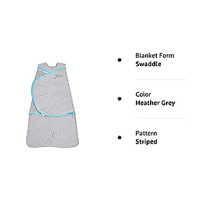 HALO Baby Sleepsack Swaddle Wearable Blanket, 3-Way Adjustable Infant Sleepsack, TOG 1.5, Ideal Temp, Heather Grey/Aqua, Small, 3-6 Months, 13-18 Pounds