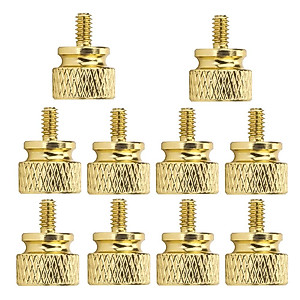 YATENG 10-pcs Anodized Aluminum Computer Case Thumbscrews (6-32 Thread) for Computer Cover/Power Supply/PCI Slots/Hard Drives DIY Personality Modification & beautification (Gold)