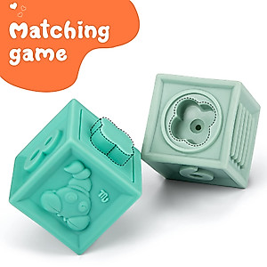 HahaGift Baby Toys 6 12 18 Months Boy Girl Teethers Soft Blocks, Infant Toddler Bath Toys 6-12-18 Months Boys Girls Newborn Babies Shower Gifts,Montessori Educational Sensory Toys for 2 1 Year Old