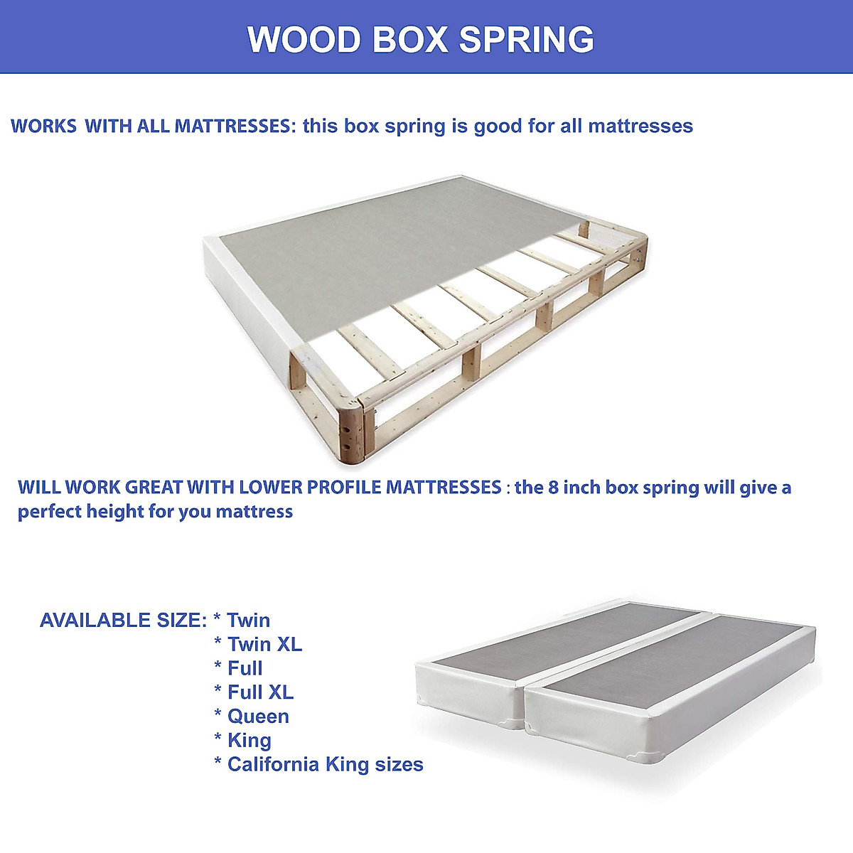 Spinal Solution Wood Traditional Box Spring/Foundation for Mattress, California King, 3