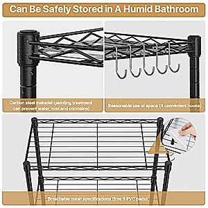 NATRKE 6-Tier Storage Shelf Wire Shelving Unit, Adjustable Heavy Duty Storage Shelves for Kitchen Organization, with Leveling Feet, Black (21.26 Lx12 Wx69 H)