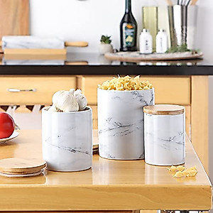 DII Kitchen Accessories Collection Ceramic, Canister Set, 4.5 Cup/3 Cup/1.25 Cup, White Marble