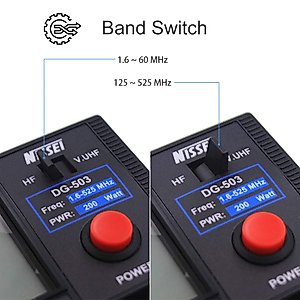 NISSEI DG-503 Digital RF Power Meter LCD 3.5" Short Wave SWR VSWR Meter HF 1.6-60MHz & VHF/UHF 125-525MHz 1-200W for Two Way Radio