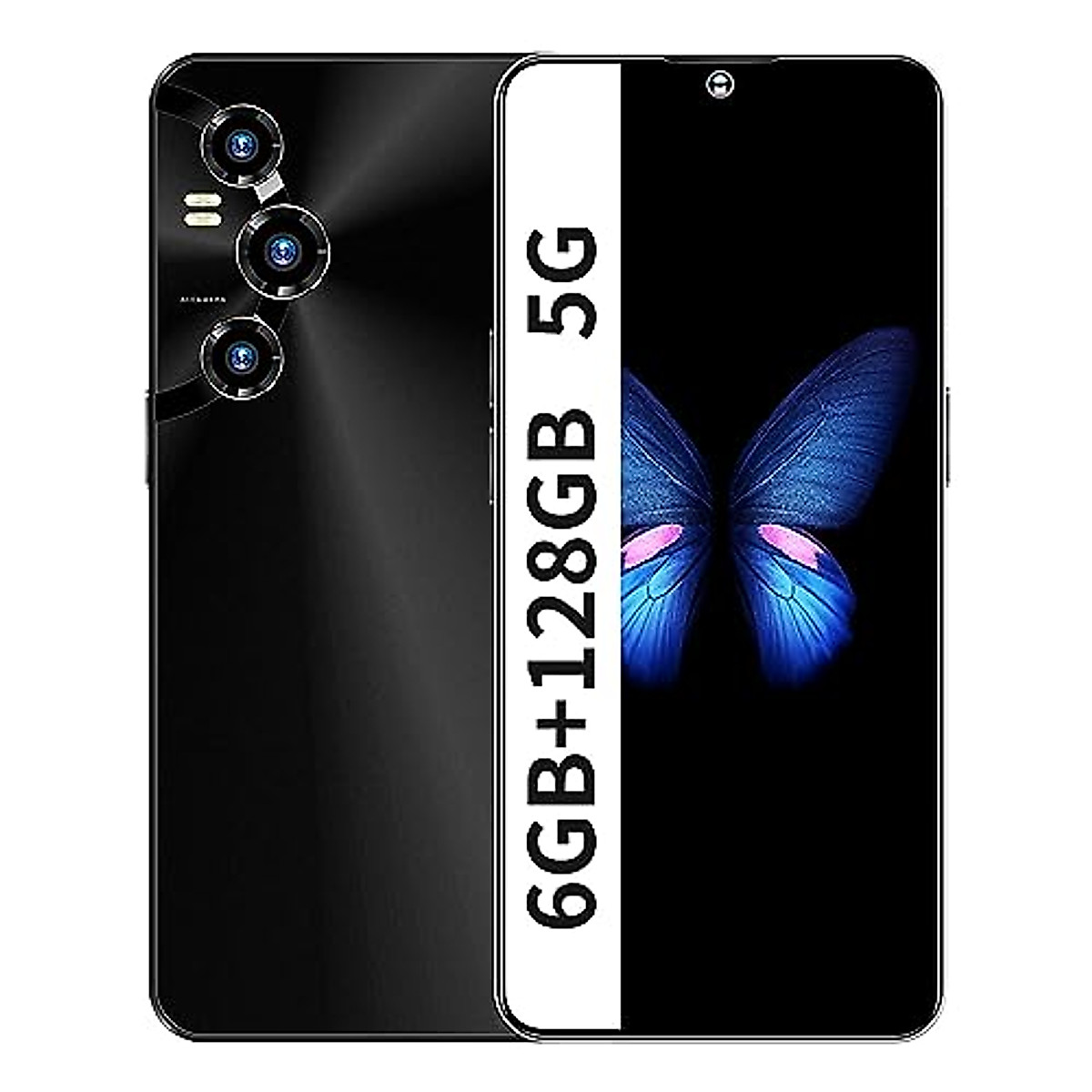 VIQEE Phones U21, 5G Unlocked Phones, 2K FHD+ Screen, Mobile Phones 6GB+256GB ROM+TF 128GB, Snapdragon Gen2 Processor, Smartphone Android Camera 24MP+64+12+12MP, WiFi NFC, Dual Sim - Black