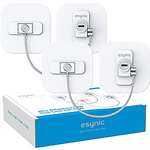 eSynic 2Pack Durable Refrigerator locks Fridge Locks for Kids Strong Adhesive Refrigerator Lock for Kids 304 stainless steel Fridge Child Locks With Keys Perfect for Fridge Oven Cupboards Cabinets etc