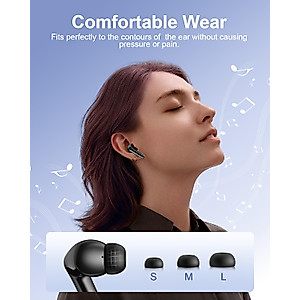 HUIFU Wireless Earbuds Bluetooth Headphones, Ear Buds with Deep Bass, 40H Long Playtime, Power Display, IPX7 Waterproof in Ear Earphone with Mic for Phone Tablet Sports Workout, Black
