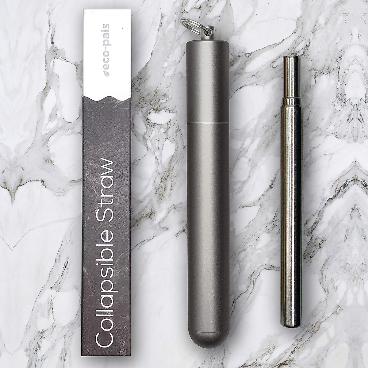 2PACK Eco-Pals | Straws Drinking Reusable Folding Straw | Dishwasher Safe (Charcoal + Unicorn)